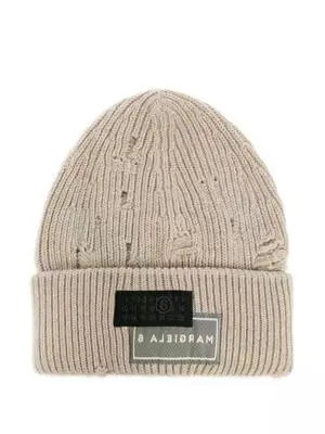 MAISON MARGIELA Ribbed Beanie - Neutrals