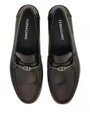FERRAGAMO Logo-buckle Leather Loafers