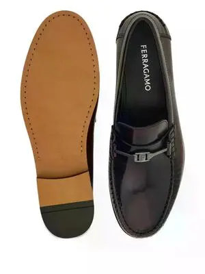 FERRAGAMO Logo-buckle Leather Loafers