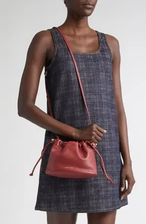 Strathberry Drawstring Leather Crossbody Bag - Oxblood