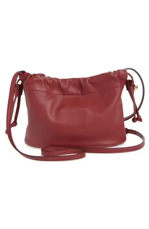 Strathberry Drawstring Leather Crossbody Bag - Oxblood
