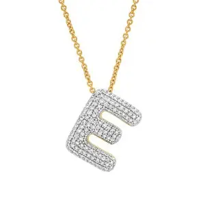 LUVMYJEWELRY 14k Yellow Gold Diamond Initial Pendant Necklace - Gold E