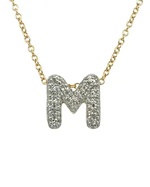 LUVMYJEWELRY 14k Yellow Gold Diamond Initial Pendant Necklace - Gold M