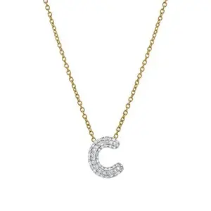 LUVMYJEWELRY Small Bubble Initial Diamond Pendant Necklace Gold C