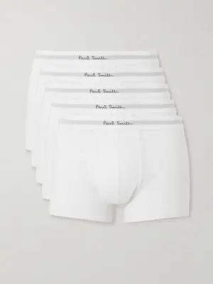 Paul Smith Five-pack Stretch Organic Cotton-jersey Boxer Briefs - White