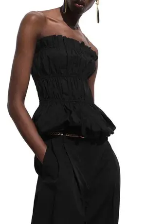 Mango Ruched Strapless Top