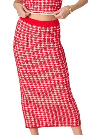 Endless Rose Tweed Check Column Skirt
