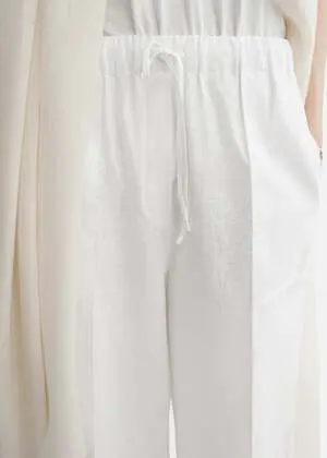 TOTEME Wide-leg Linen-cotton Trousers - White