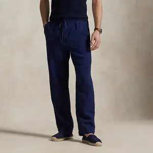 Ralph Lauren Relaxed Fit Pleated Linen Pant - Newport Navy