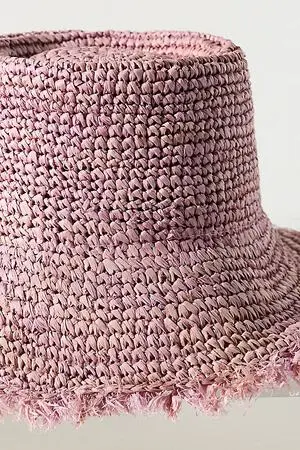 WYETH Wide-brim Straw Bucket Hat - Lilac