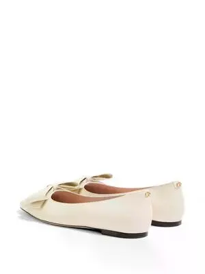 Valentino Garavani Kidskin Ballerina Flats With Bow Detail - Neutrals