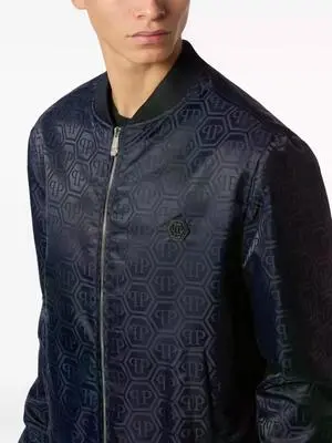 Philipp Plein Monogram-pattern Bomber Jacket - Blue