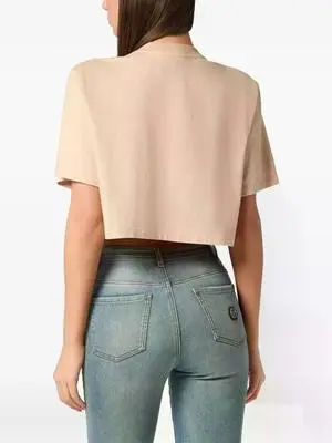 Philipp Plein Vintage-print Cropped T-shirt - Neutrals