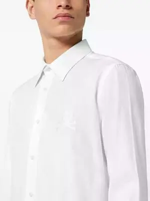 Philipp Plein Skull-embroidered Button-up Shirt - White