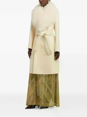 Roberto Cavalli Shearling-trimmed Coat - White