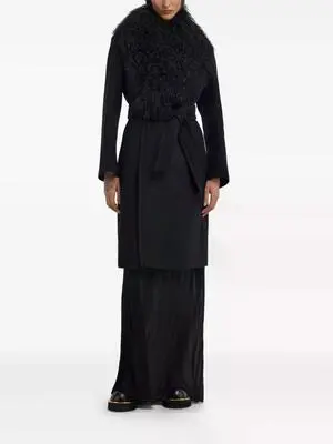 Roberto Cavalli Long Sleeve Shearling-collar Coat - Black