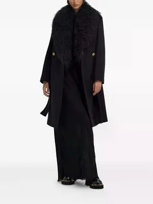 Roberto Cavalli Long Sleeve Shearling-collar Coat - Black