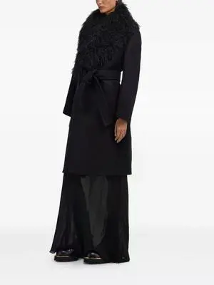Roberto Cavalli Long Sleeve Shearling-collar Coat - Black