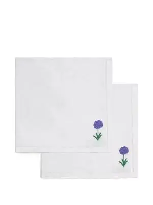 GOHAR WORLD Floral-embroidered Napkins - White