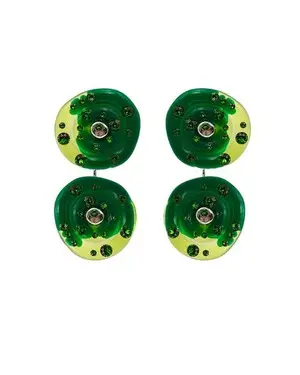 Fry Powers Sun Powers® Resin Saucer Drop Earrings - Zucchini/fern Green