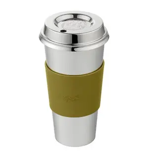 Christofle Stainless Steel And Leather Objets Miroir Travel Cup - Silver
