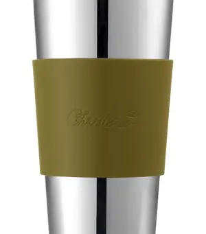 Christofle Stainless Steel And Leather Objets Miroir Travel Cup - Silver