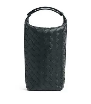 Bottega Veneta Leather Intrecciato Wallace Pouch - Brown