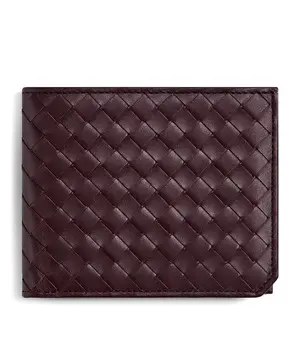 Bottega Veneta Leather Intrecciato Piccolo Bifold Wallet Brown