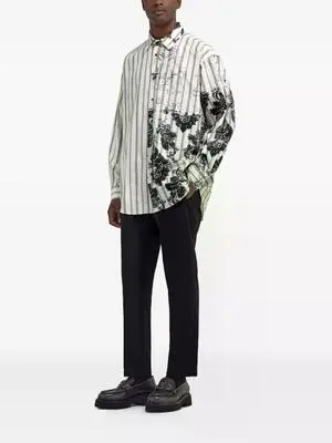 Roberto Cavalli Broccato-print Striped Shirt