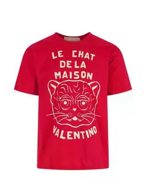 Valentino Garavani Le Chat De La Maison-print T-shirt - Red