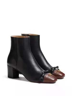 Valentino Garavani Two-tone Kidskin Leather Ankle Boots With Vlogo Detail