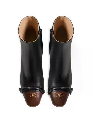 Valentino Garavani Two-tone Kidskin Leather Ankle Boots With Vlogo Detail