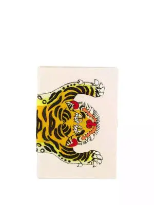 OLYMPIA LE-TAN Tiger-embroidered Clutch - Neutrals