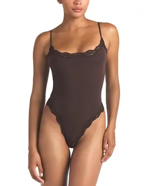 SKIMS Fits Everybody Lace Cami Thong Bodysuit - Espresso