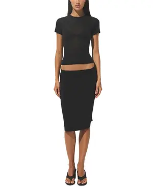 SKIMS Sheer Cotton Crewneck Tee - Soot