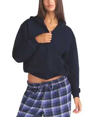 SKIMS Cotton Fleece Full Zip Hoodie - Navy