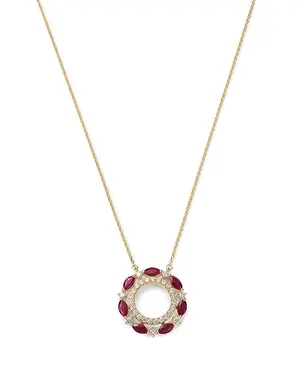 Bloomingdale'S Ruby & Diamond Circle Pendant Necklace In 14k Yellow Gold - Red/gold