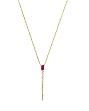 Bloomingdale'S Ruby And Diamond Lariat Necklace - Red/gold