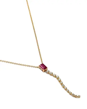 Bloomingdale'S Ruby And Diamond Lariat Necklace