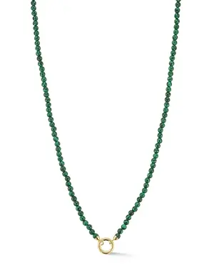 MOON & MEADOW 14k Yellow Gold Malachite Beaded Pendant Necklace - Green