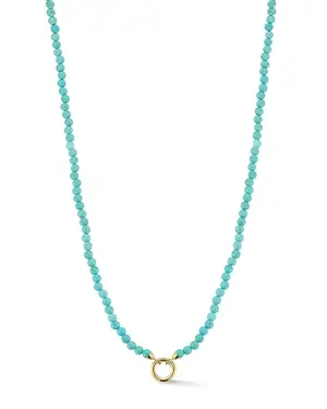 MOON & MEADOW Yellow Gold Beaded Pendant Necklace - Turquoise
