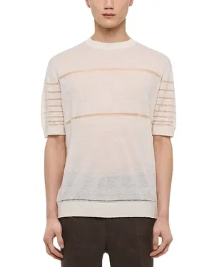 Helmut Lang Sheer Striped Short Sleeve Tee