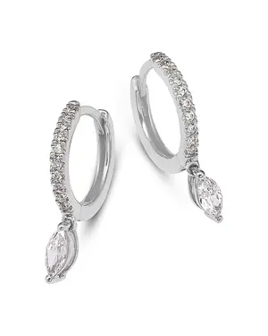 Bloomingdale'S Diamond Dangle Huggie Hoop Earrings - White