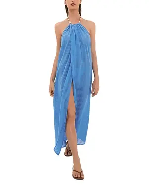 VIX PAULA HERMANNY Cloe Halter Maxi Dress Cover Up - Blue