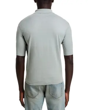 FRAME Short Sleeve Polo Sweater - Gray Blue