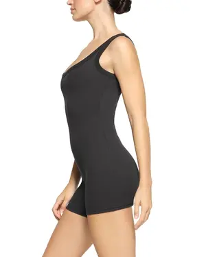 Skims Cotton Rib Onesie Bodysuit In Soot - 50% Off | Editorialist