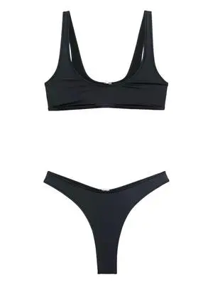 VENUJA Plunge-neck Bikini Set - Black