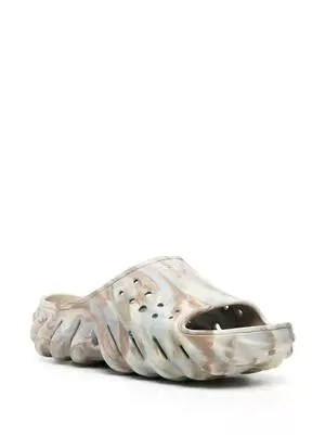 CROCS Marble-effect Perforated Slides