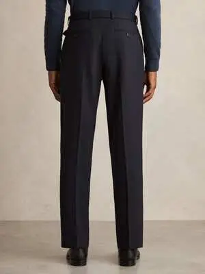 REISS Wool-blend Tailored Trousers - Navy