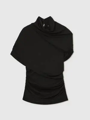 REISS Stretch Lyocell Draped Top
